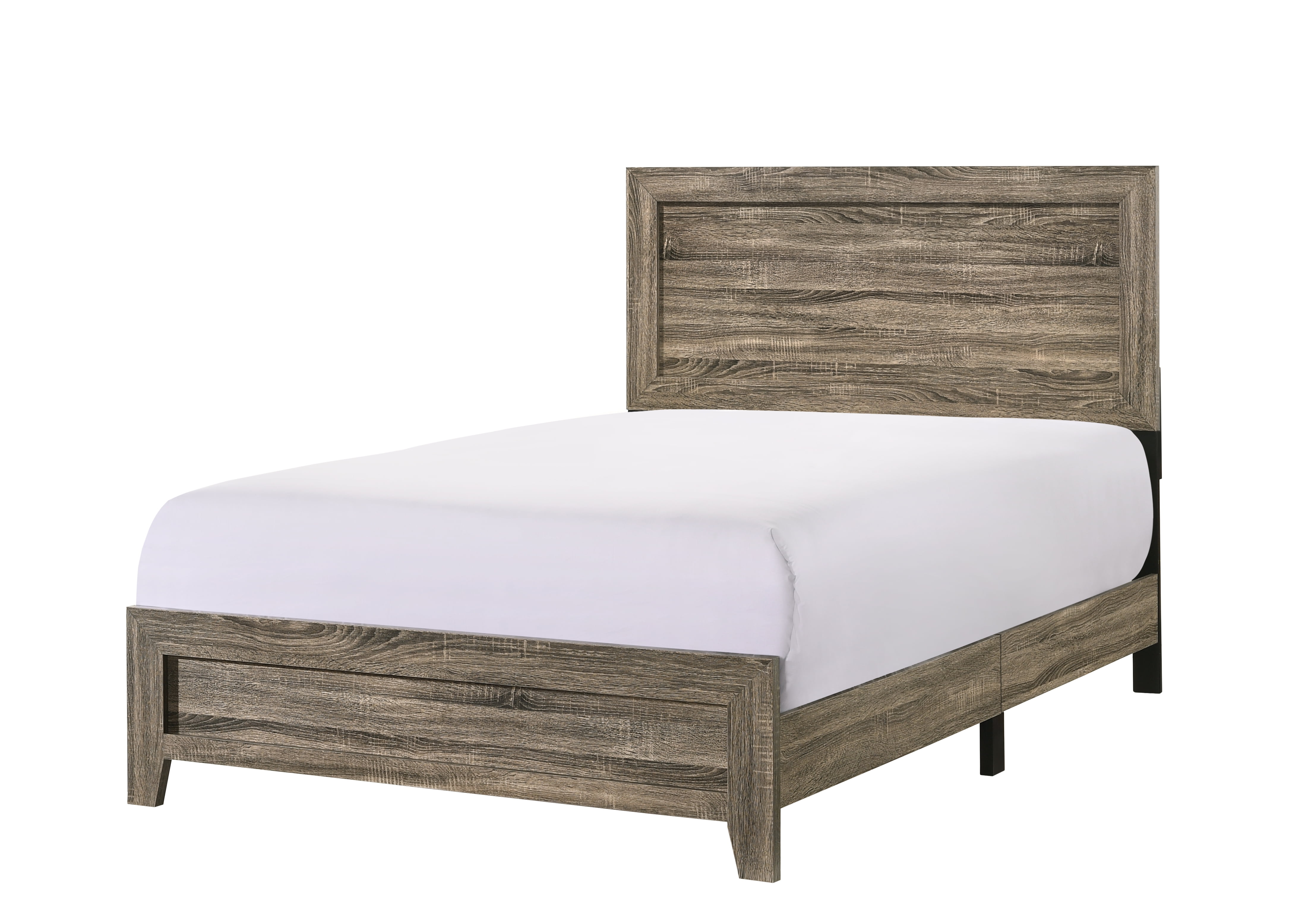 dokea Full Size Panel Bed - Grey Finish Wood Bedroom Furniture 78.9”H ...