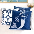 dokea Liz Mermaid Mermaid Pillow Cover 20”x20” Polyester Velvet Indigo ...