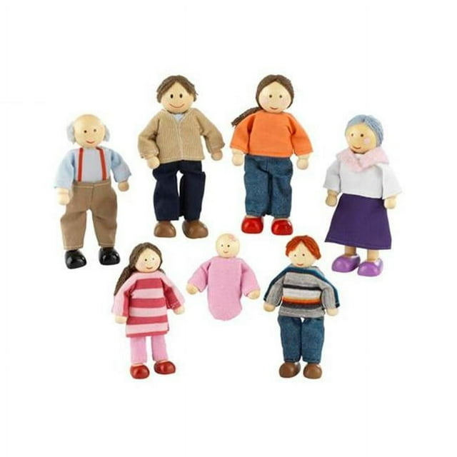 KidKraft Dollhouse Miniature People Set - Family of 7 Caucasian Dolls ...