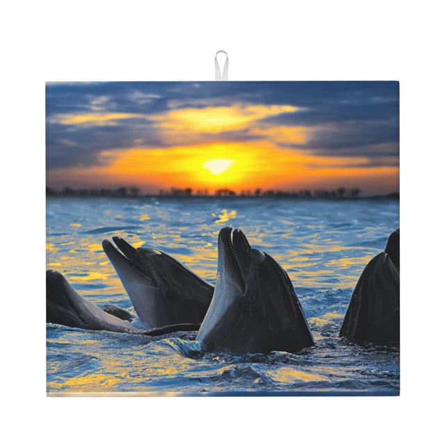 dolphins in the sunset ocean marine animals Microfiber Kitchen Counter ...