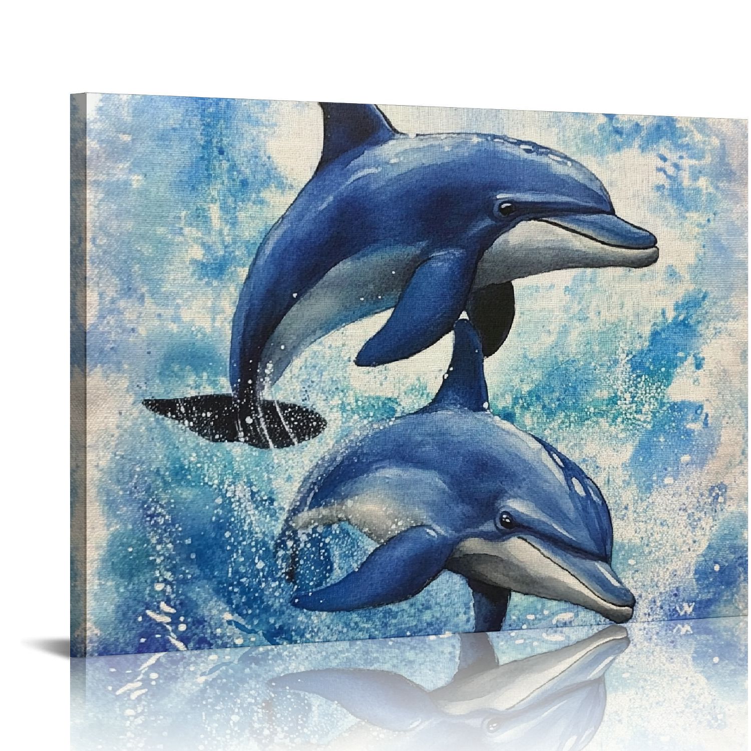dolphins ocean watercolor Canvas Wall Decor For Bedroom Fashion Kitchen ...