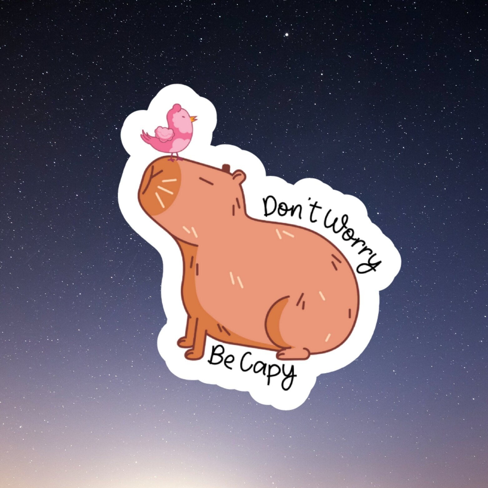 don't worry be capy, capybara sticker, Water Bottle Sticker, capybara ...