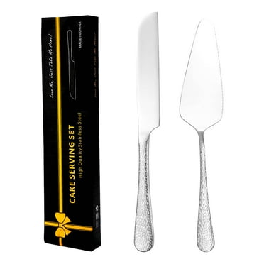 BalsaCircle Silver Wedding Cake Knife and Server Set Natural Jute Lace Handles Party Events ...