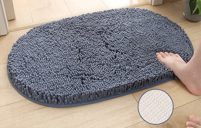 dosili High Density Chenille Bathroom Mat Oval Shape Fluffy Bath ...