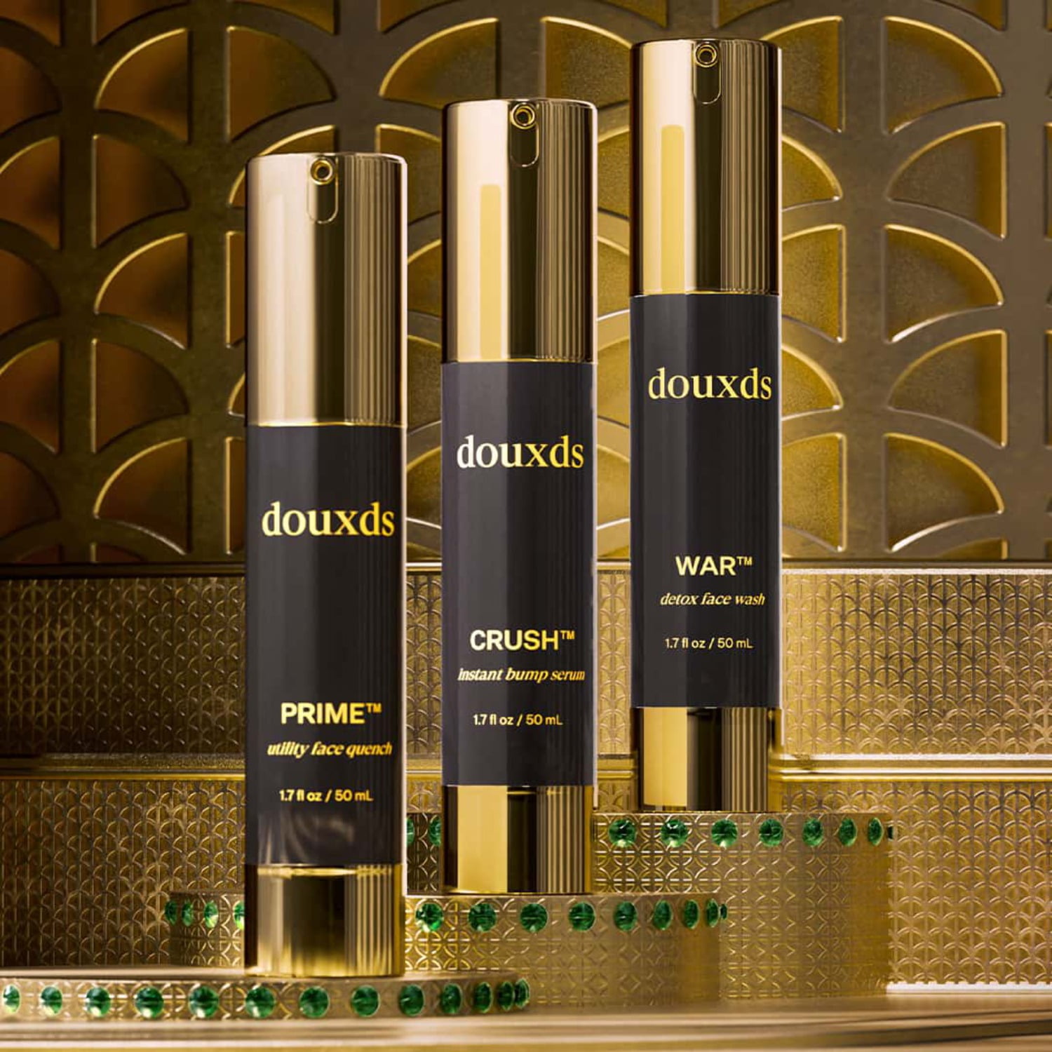 douxds The Vitals Set, WAR™ Charcoal Face Wash, PRIME™ Vitamin Face Quench, CRUSH™ Instant Bump ...