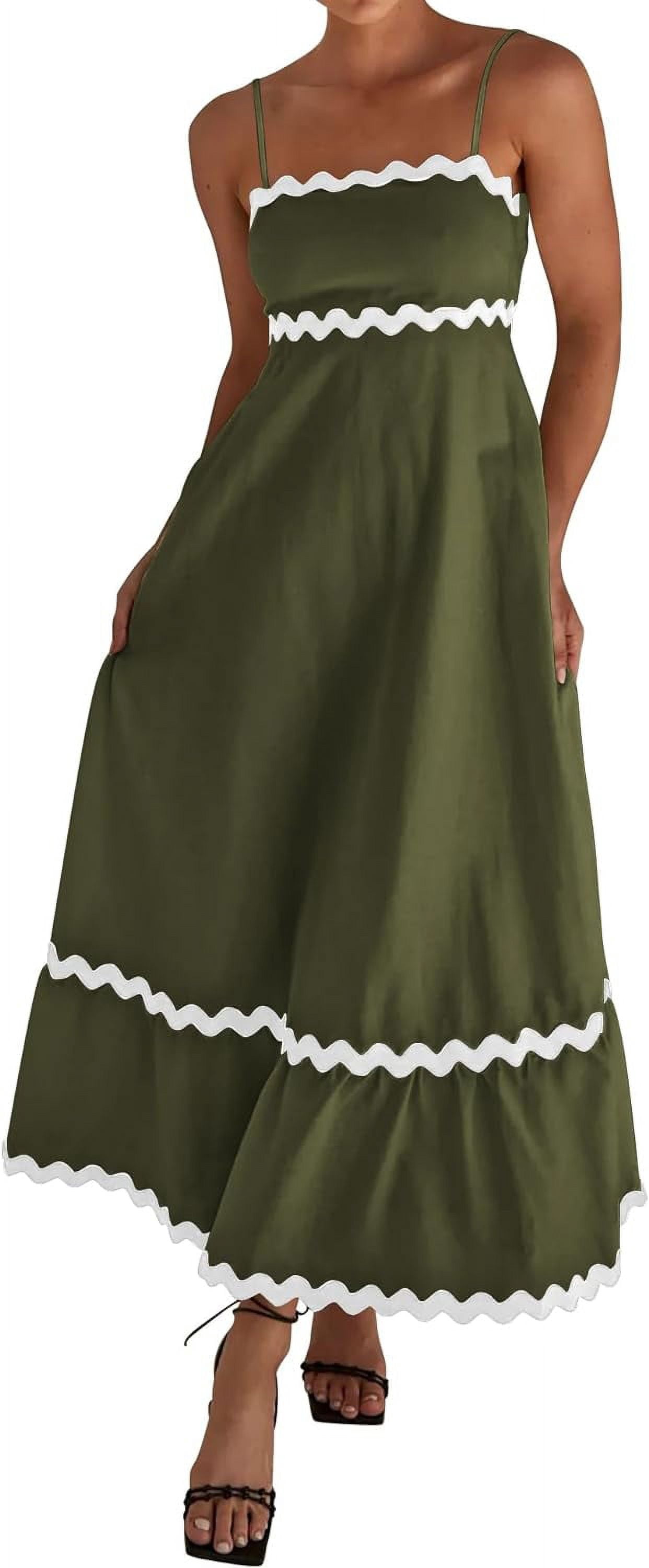 dowerme Women Summer Dresses 2024 Spaghetti Straps Sleeveless Smocked ...