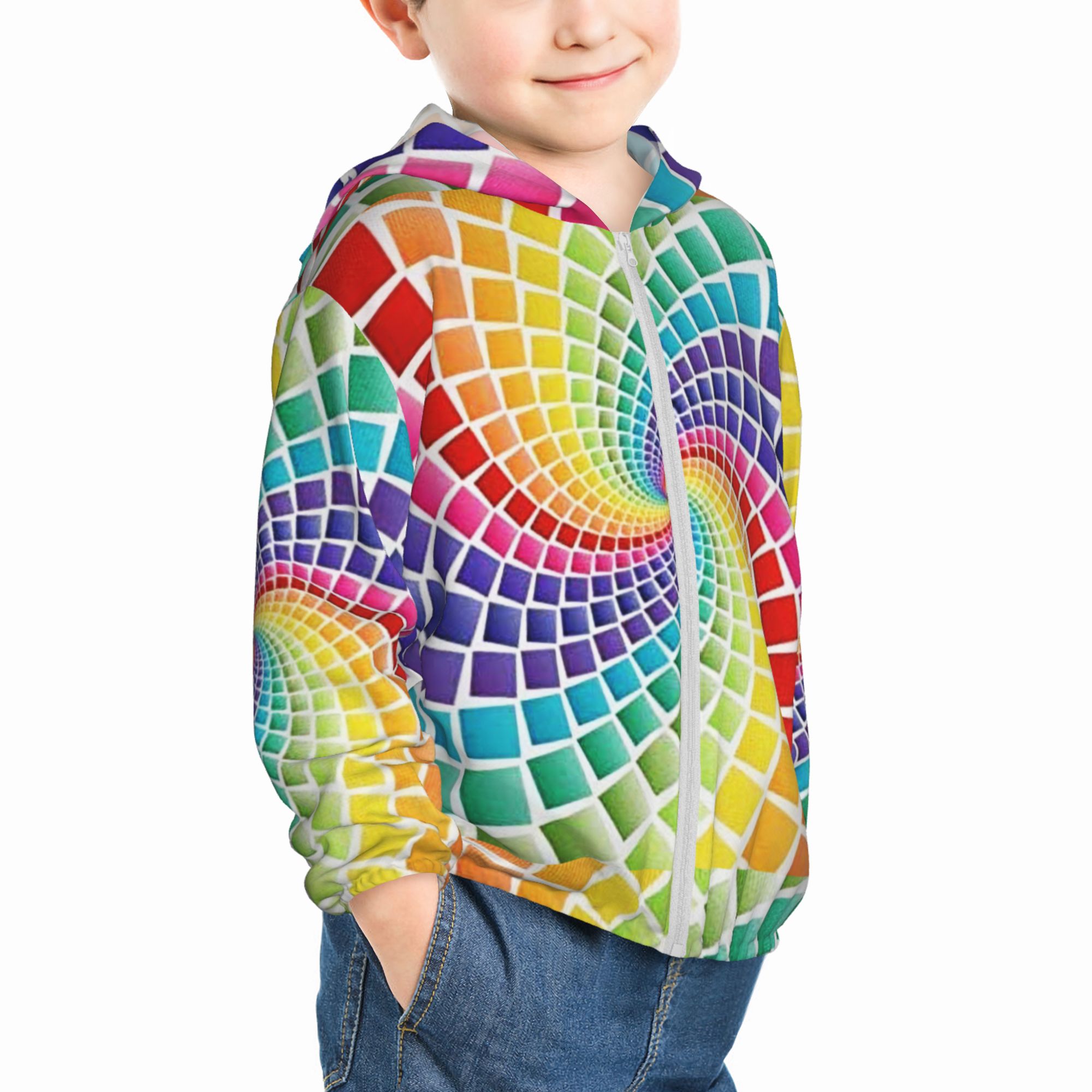 dpsychedelic Kids Zip-Up Hoodie Girls Boys Sun Protection Jacket Hooded Cooling Shirt - Walmart.com