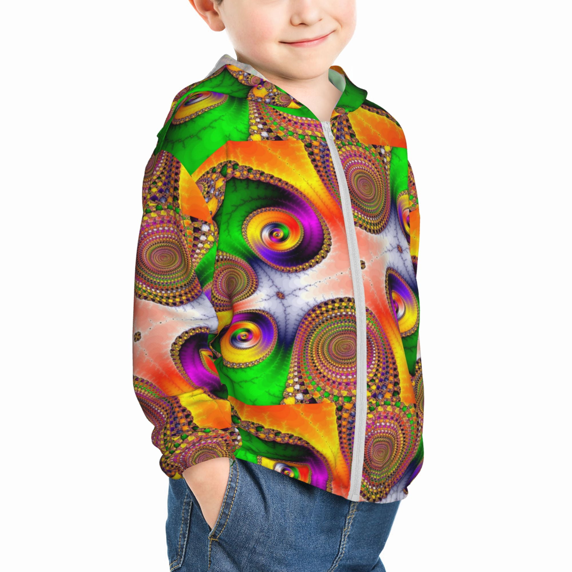 dpsychedelic- Kids Zip-Up Hoodie Girls Boys Sun Protection Jacket Hooded Cooling Shirt - Walmart.com