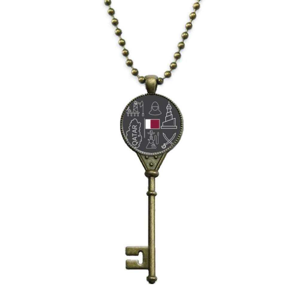 drawing city qatar flag petroleum key necklace pendant tray embellished ...