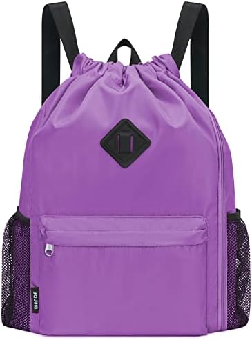 drawstring backpack sports gym bag with shoes compartment, water ...