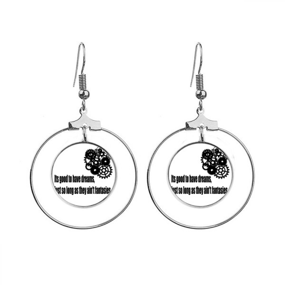 dream and reality quote art deco fashion earrings dangle hoop jewelry ...