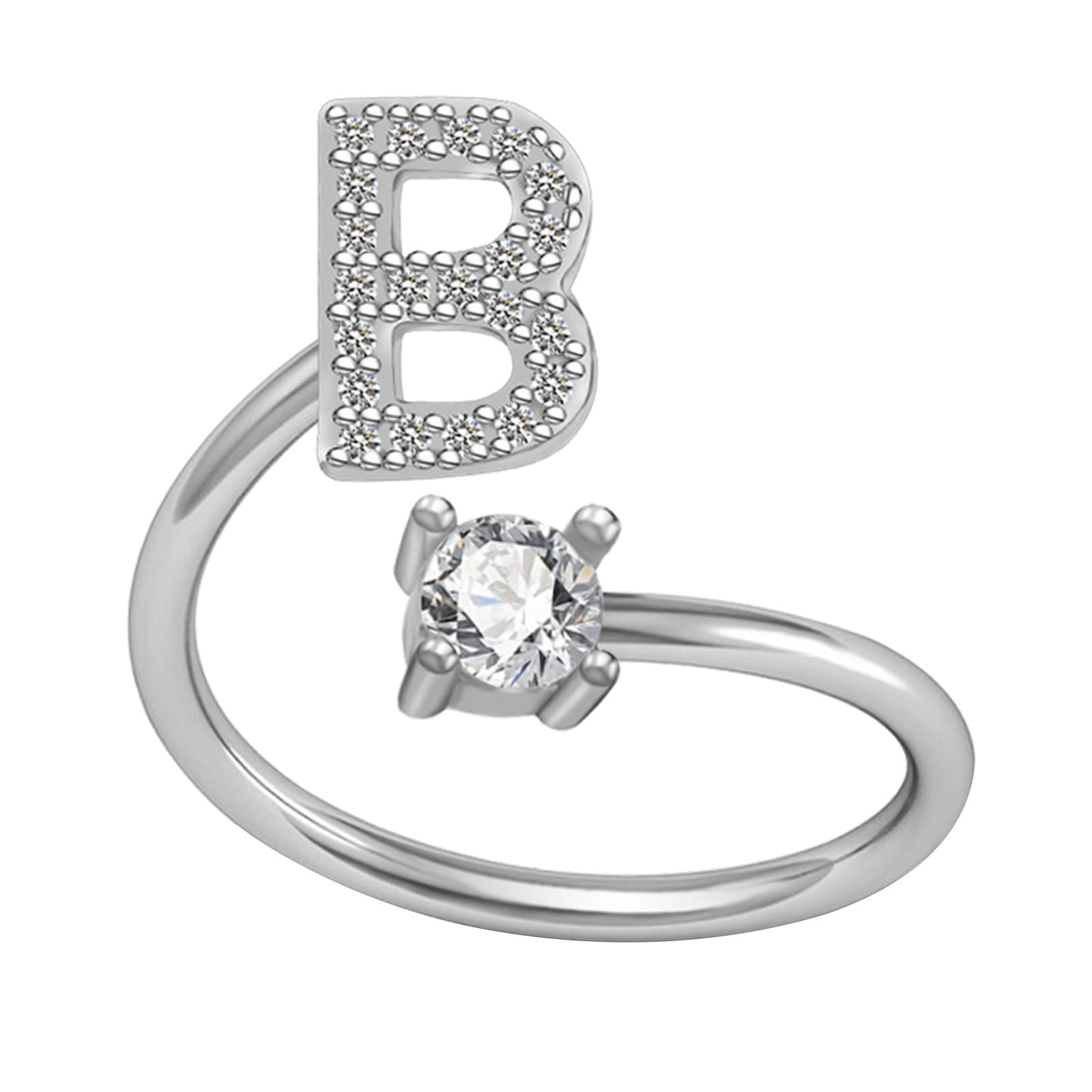 dreamlascar Letter Rings for Women Zircon Stackable Alphabet Rings ...