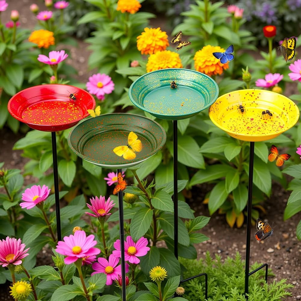 dreamysoul Metal Bee and Butterfly Watering Station, Bee Butterfly Bird ...