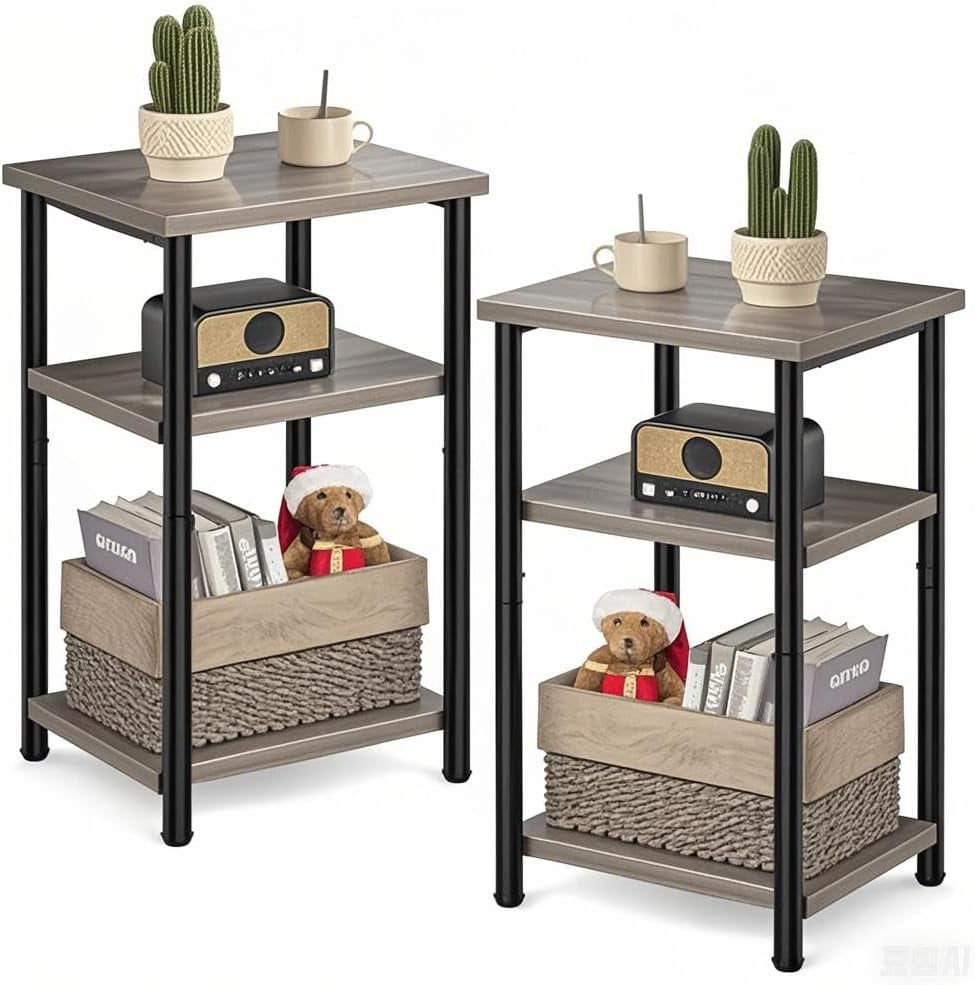 drgtyhu 3-Tier Coffee Table Side Table with Adjustable Feet Small ...