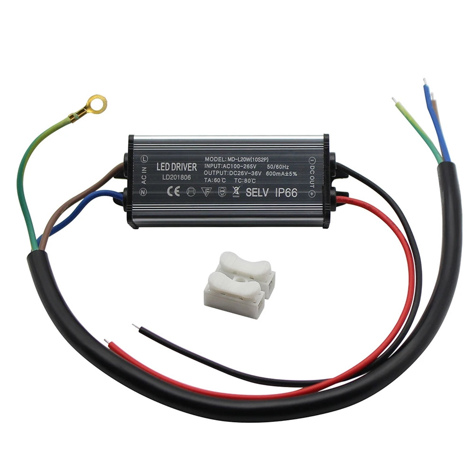 drive Aluminum IP66 20W LED Driver 600mA AC 100-265V Power Lighting Transformer Driver Spotlight ...