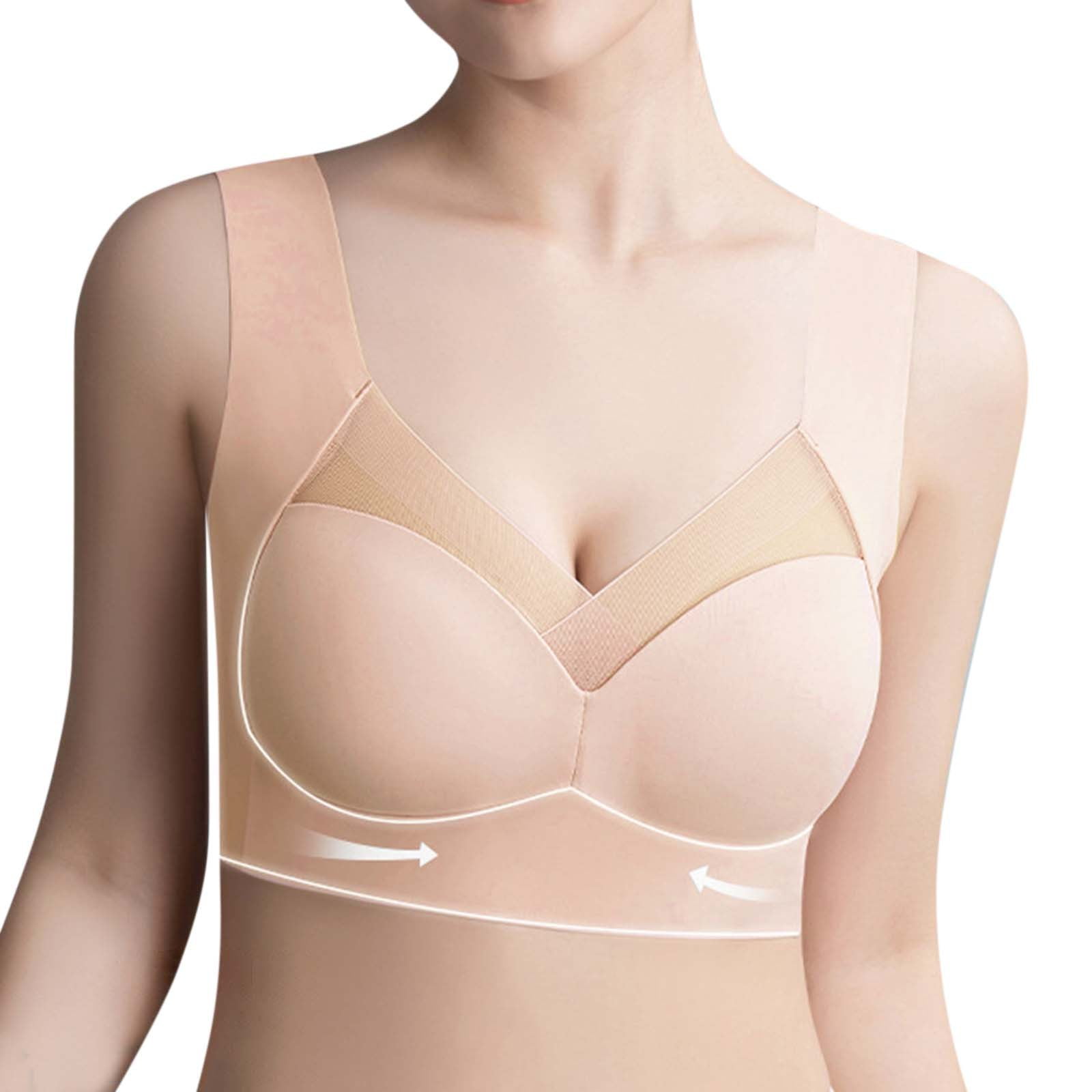 Drpgunly Bras For Sagging Breasts Ice Silk Gathered Seamless