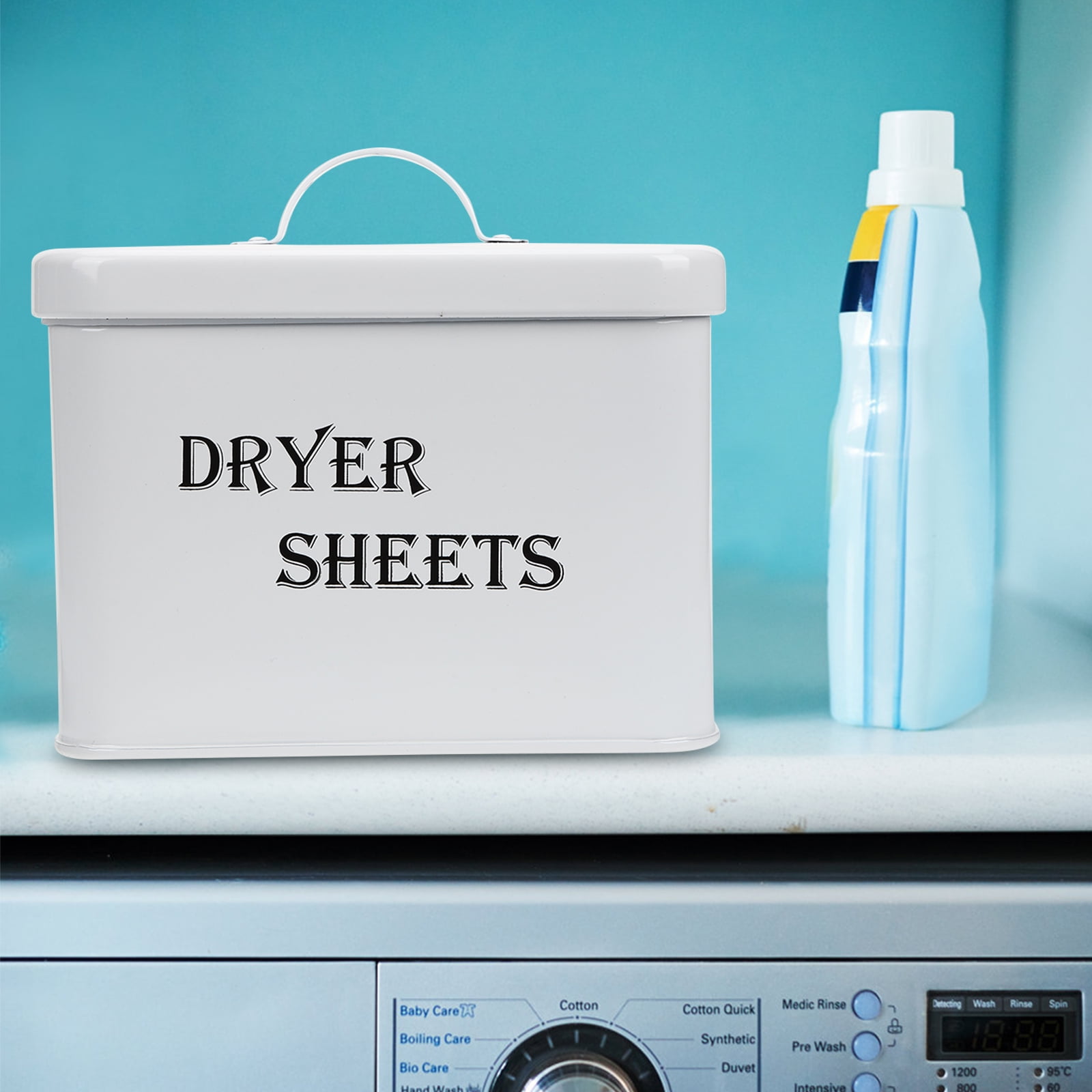 KAKOWELY Dryer Sheets Container White Metal For Laundry Room 1Set 7 ...