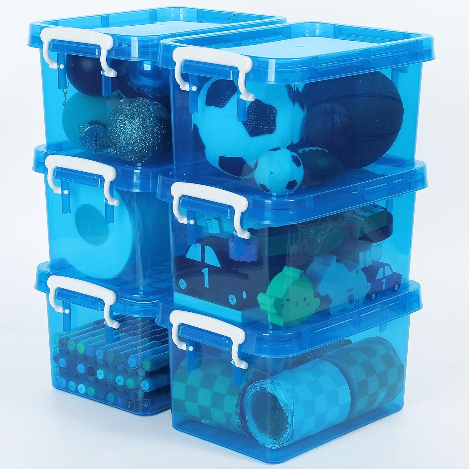 dsigs 6 Pack Colorful Plastic Storage Bins with Lids 4 Quart Small ...