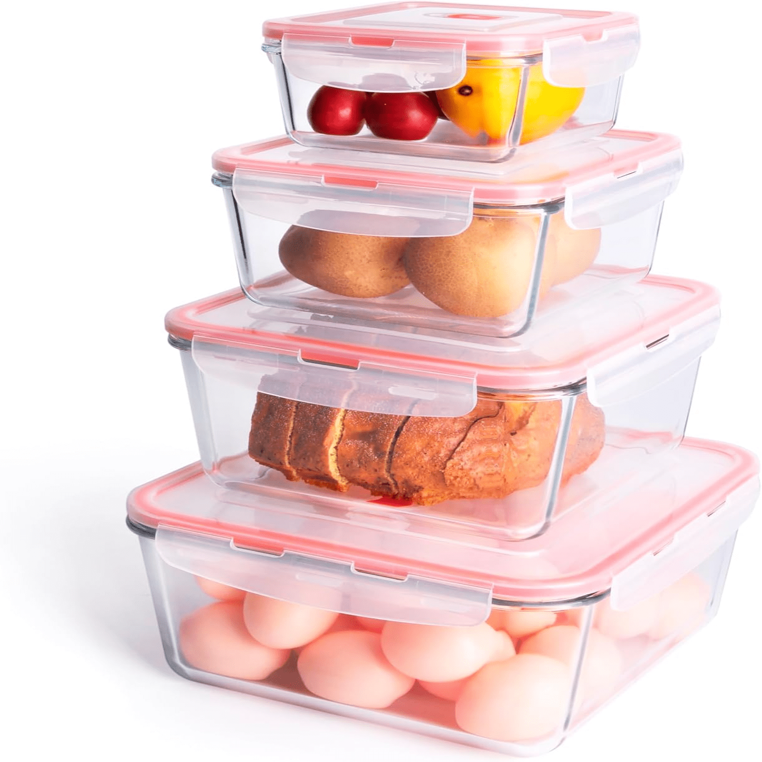 dsvcdv Extra Large Glass Food Storage Containers with Lids Set-8-Piece ...