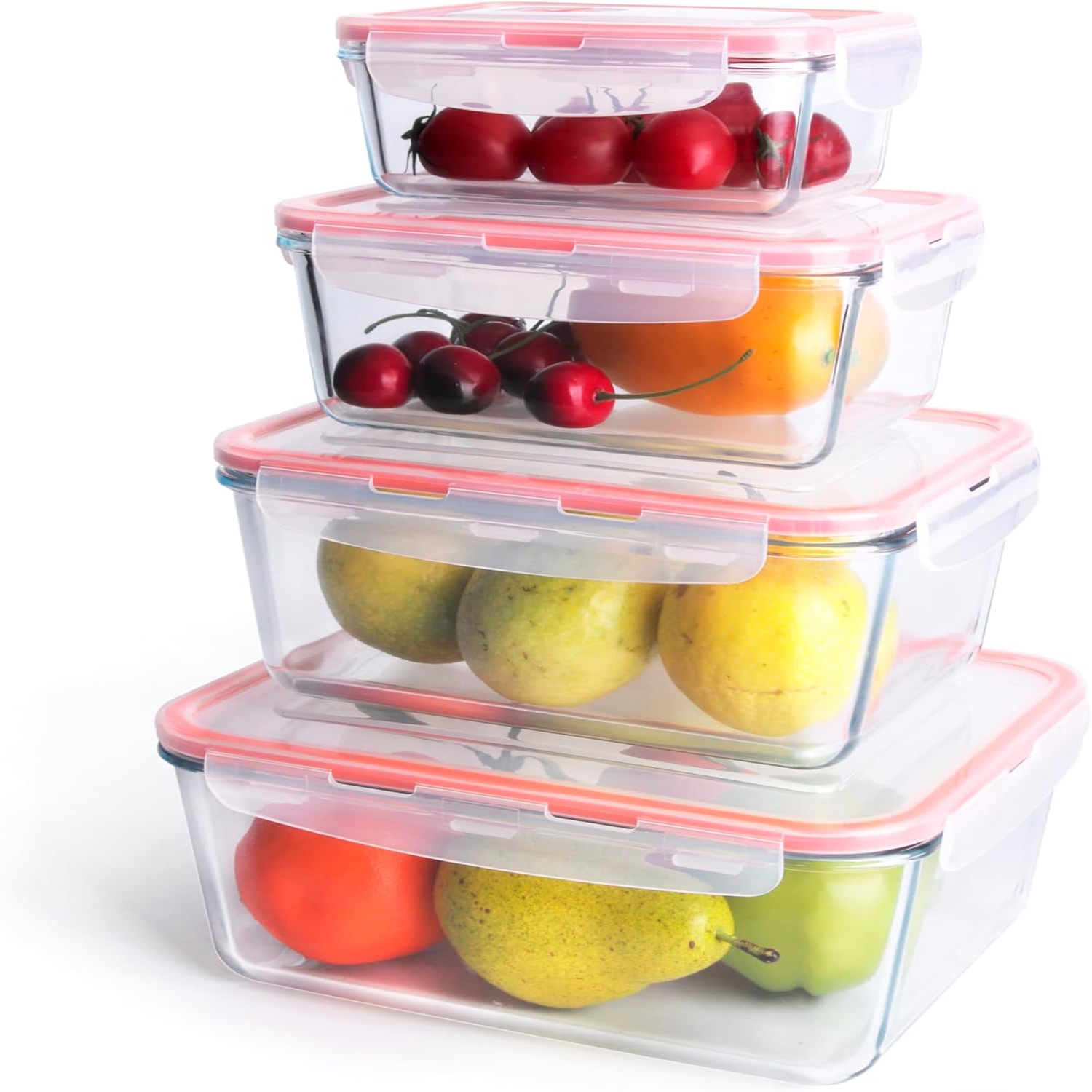 dsvcdv Extra Large Glass Food Storage Containers with Lids Set-8-Piece ...