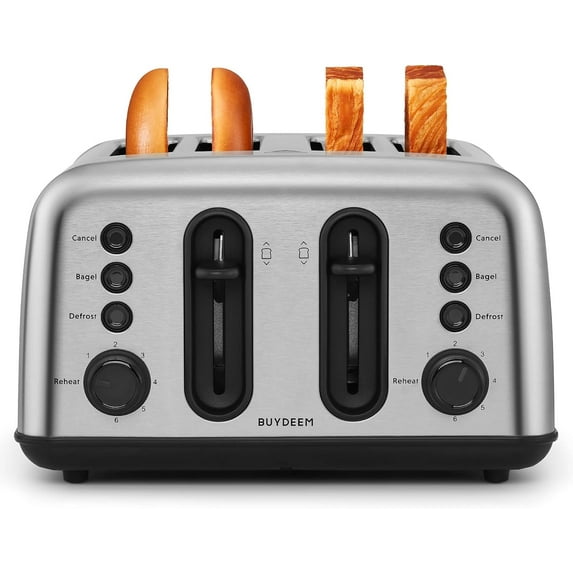 **dt440 4 slice toaster, stainless steel toaster with extra wide slots for bagels, muffins, high ...