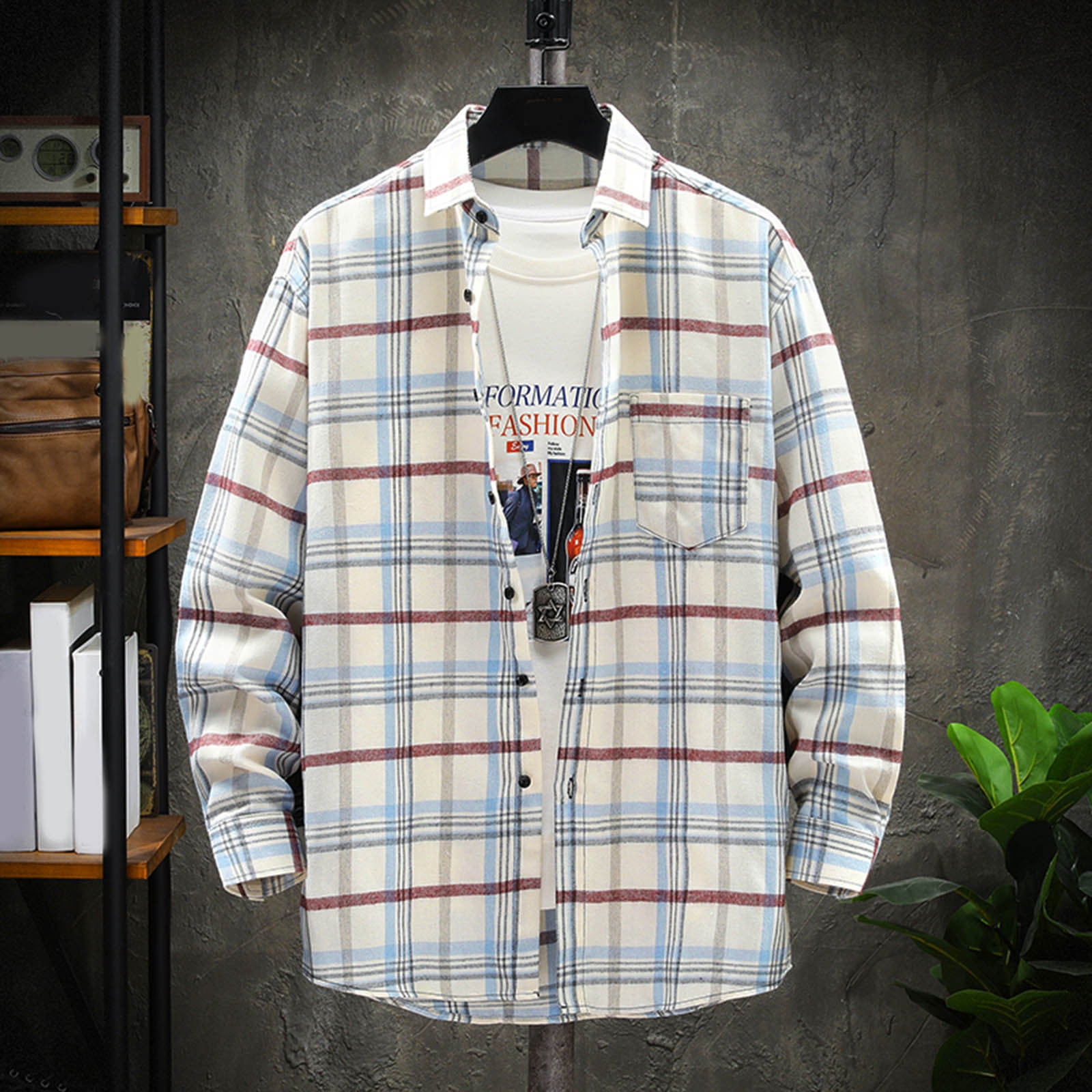 dtydtpe flannel shirt for men men fashion casual fashionable square ...