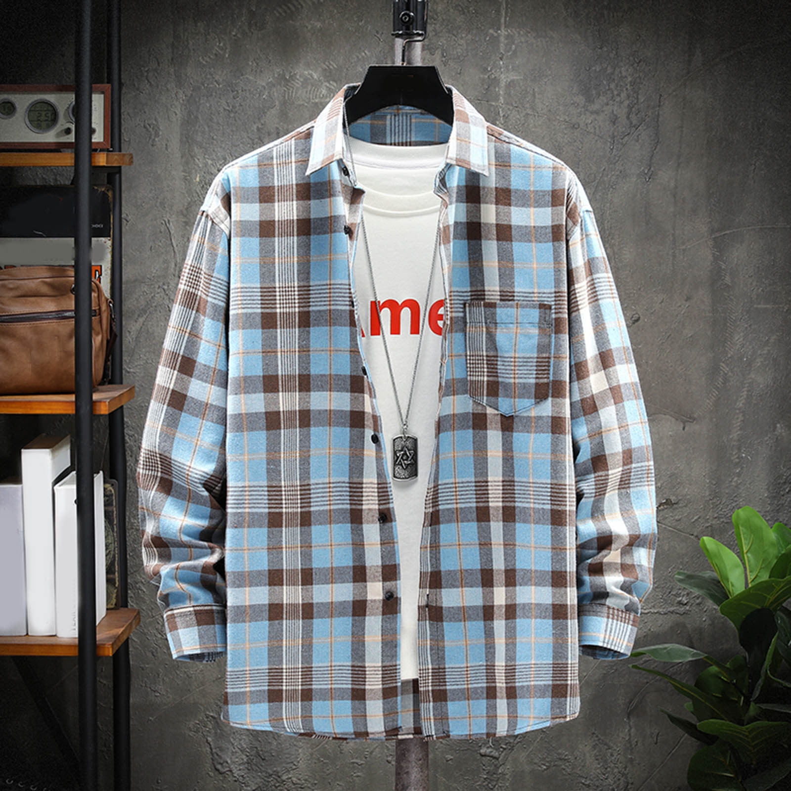dtydtpe flannel shirt for men men fashion casual fashionable square ...
