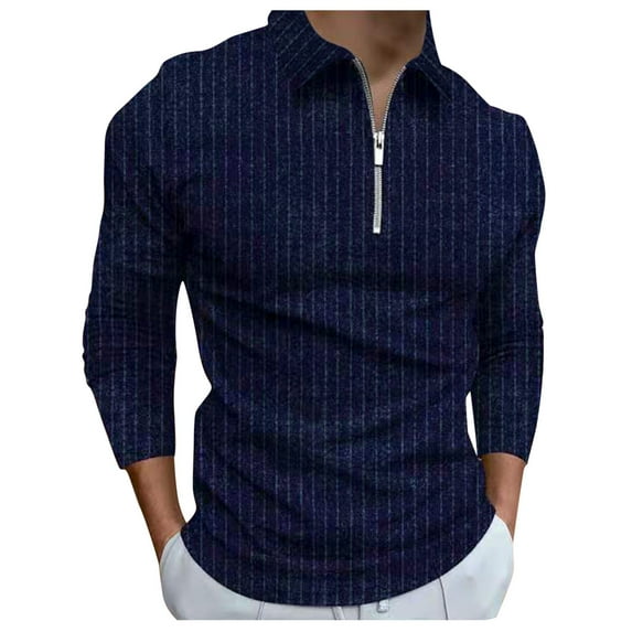 Dtydtpe Polo Shirts for Men, Casual Zipper Shirt Turn Down Collar ...