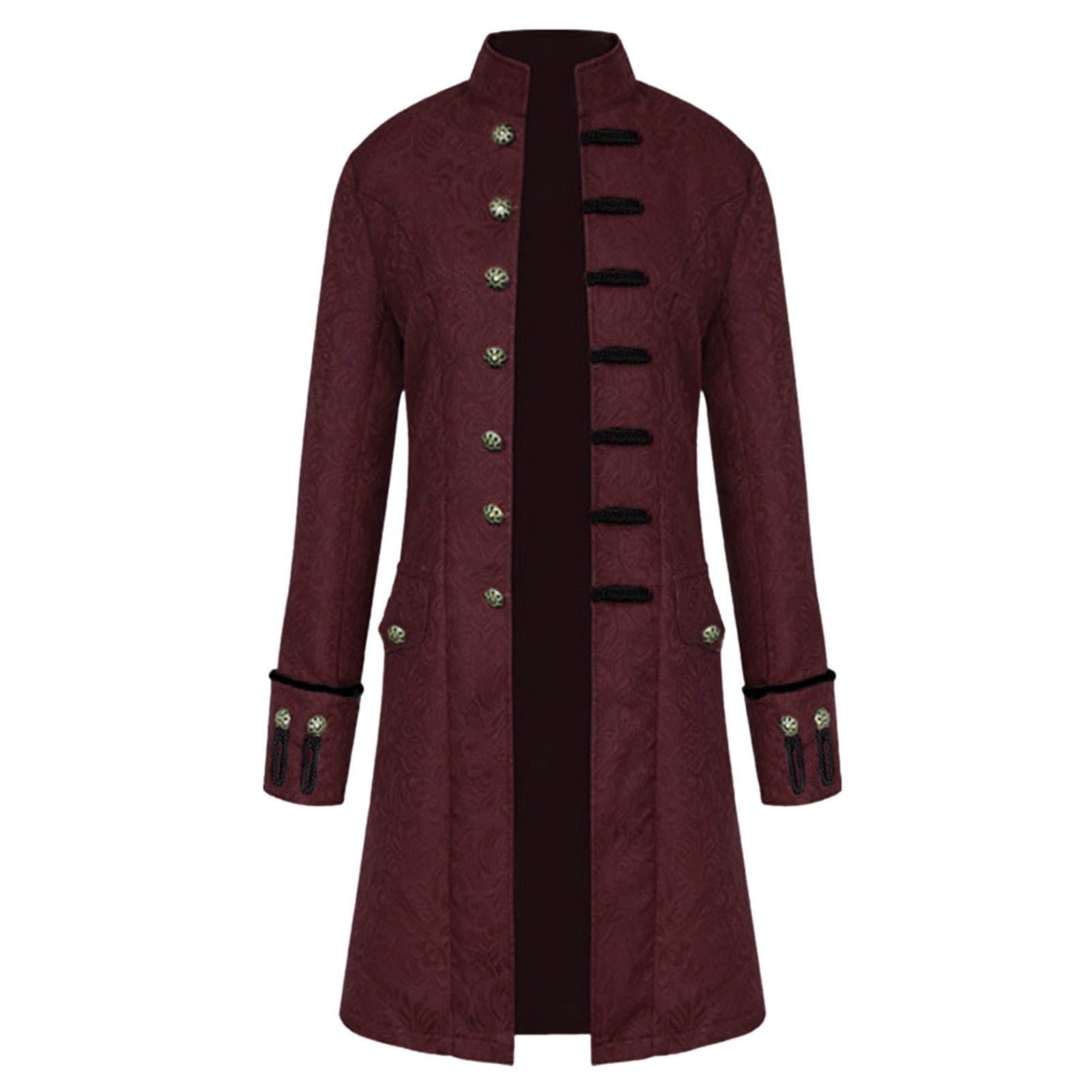 Dtydtpe Trench Coat Men Male Vintage Steampunk Overcoat Jacquard Weave