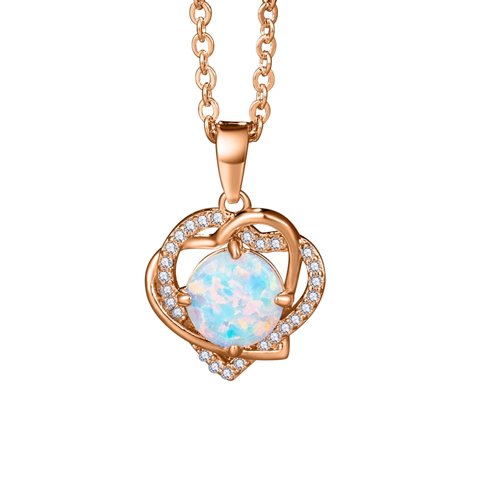 Duhgbne Diamond Necklace Woman Beating Dazzling Heart Shaped Diamond