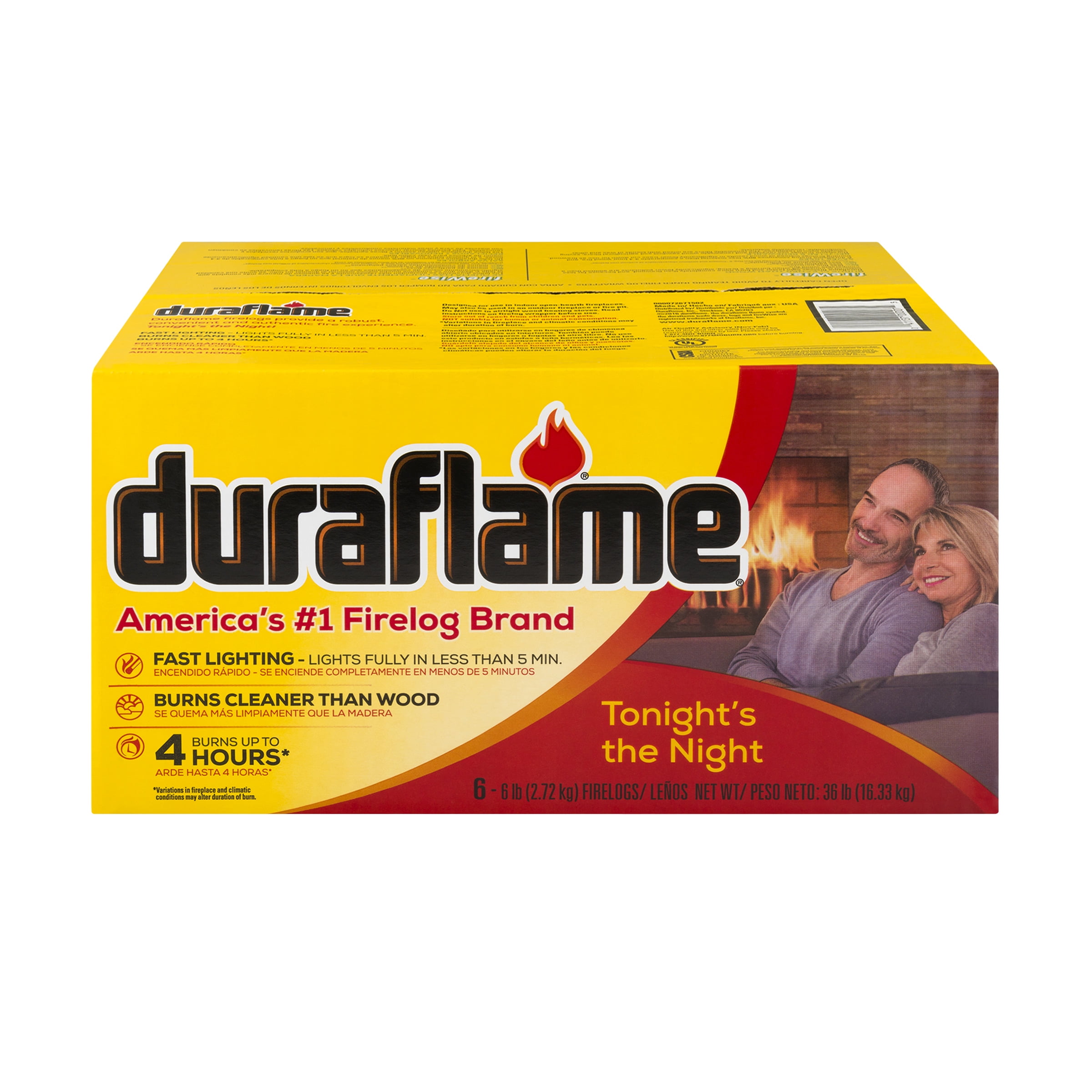Duraflame 6lb 4-hr Firelogs - 6 pk, Long Burning for Indoor and Outdoor ...