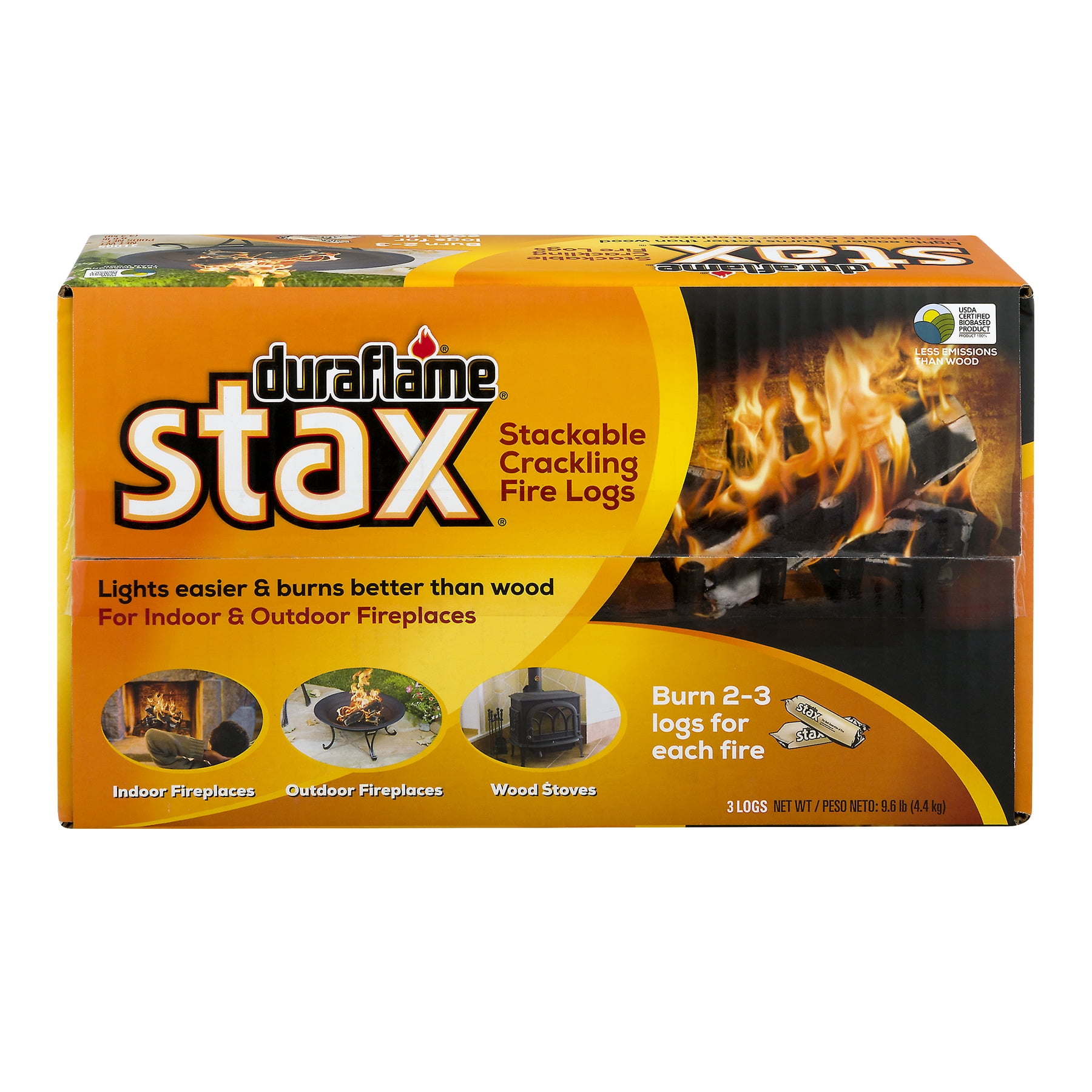 Duraflame Stax Stackable Crackling Firelogs for Indoor & Outdoor ...
