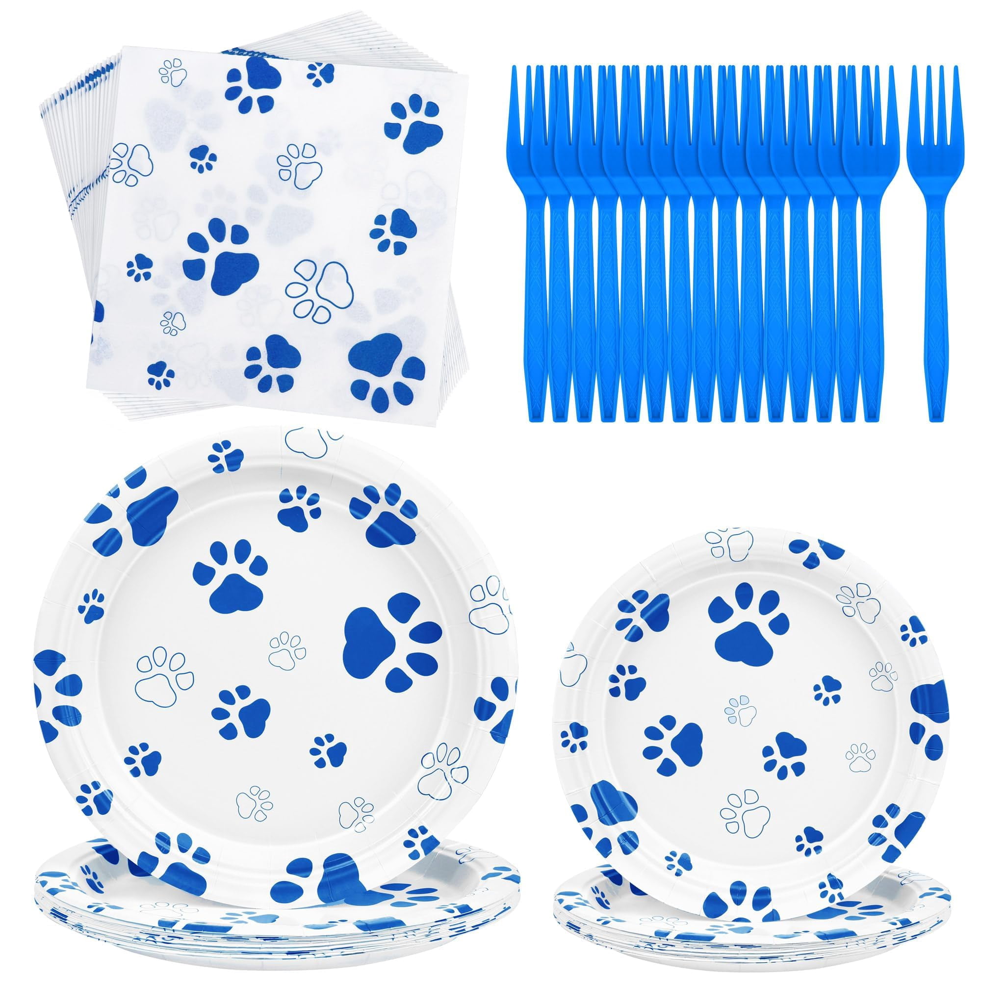 durony 72 Pieces Dog SSF20 Paw Print Birthday Party Supplies Include 32 ...