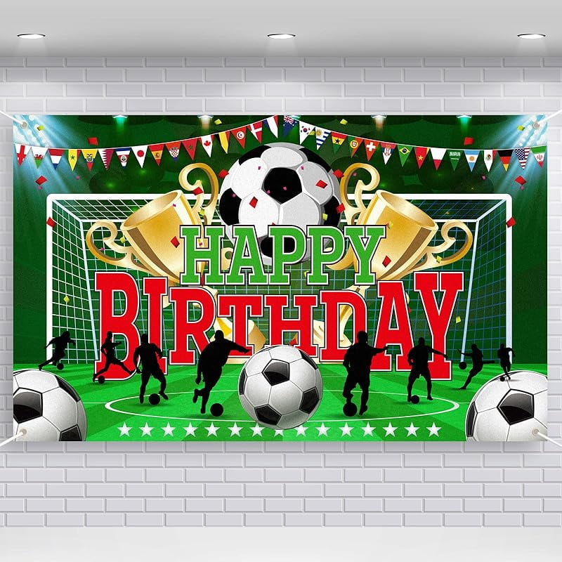 durony Soccer Party Backdrop Sports Themed Party Decoration Soccer ...