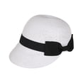 duwiikab Straw Hat Wide Black Ribbon Bow Dome Flat Brim Baseball Hat ...