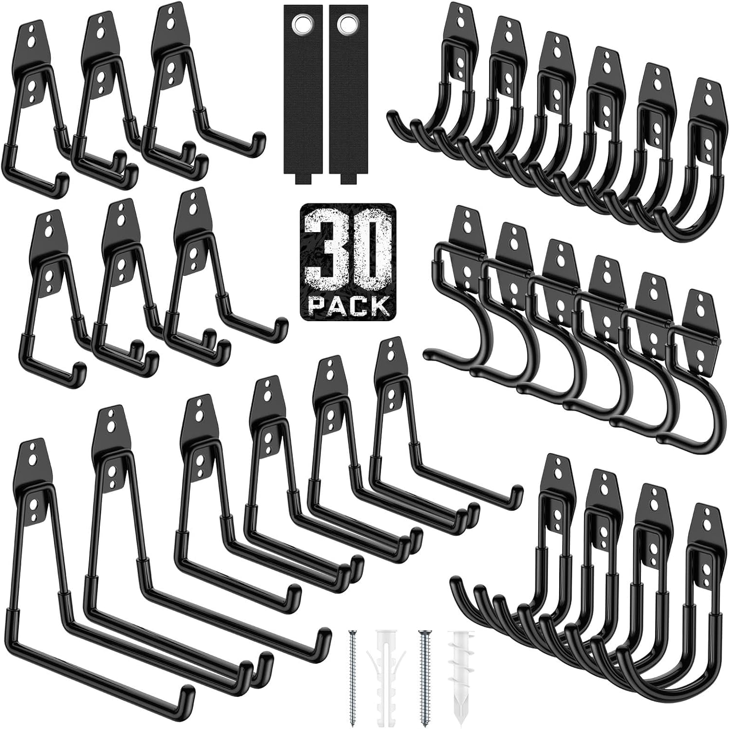 dvbiyno 18 Pack Utility Steel Wall Mount Heavy Duty Garage Hooks with ...