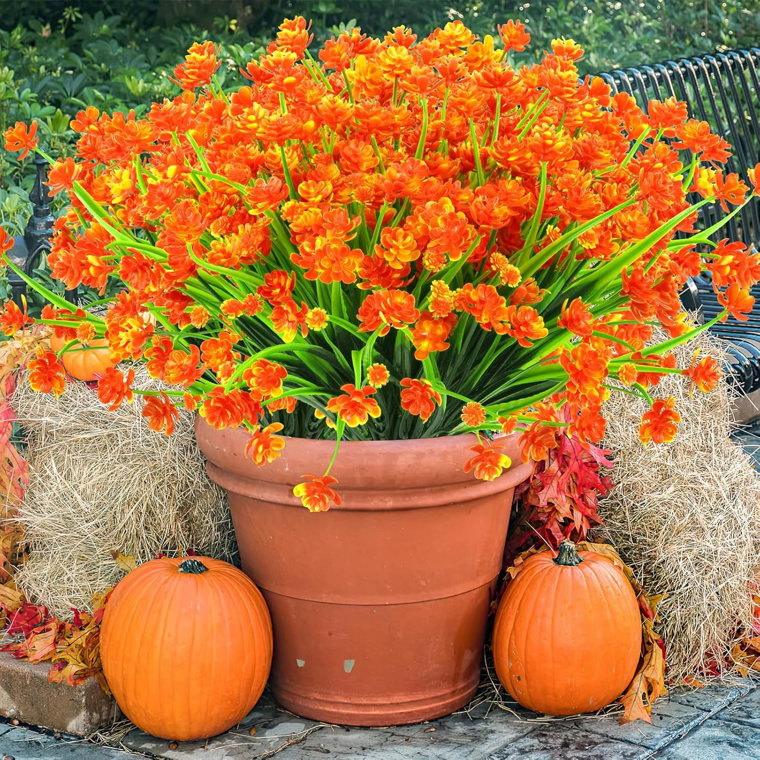 dvbiyno 20 Bundles Artificial Flowers for Outdoor UV Resistant Faux ...