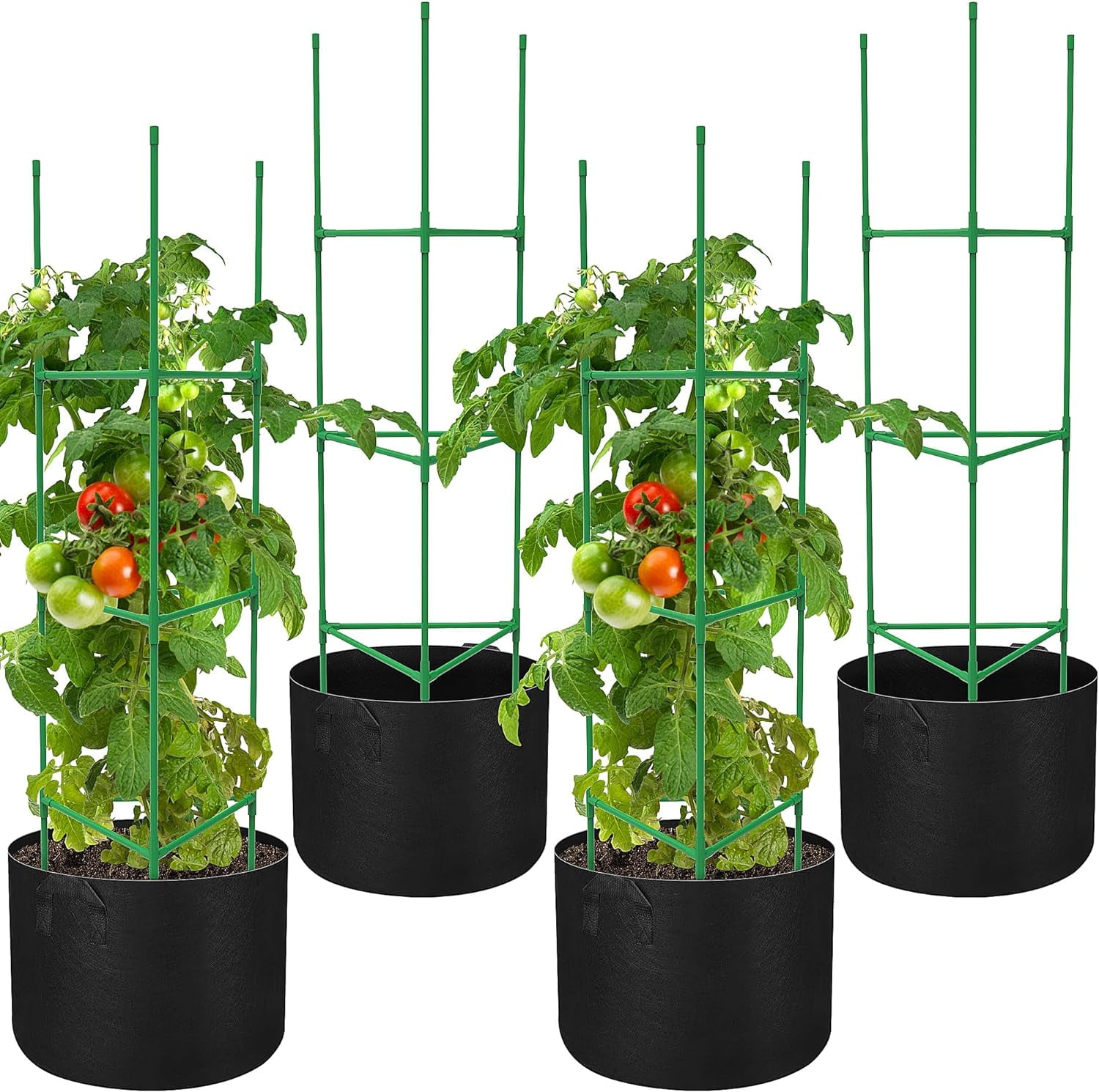 dvbiyno 3 Packs 47 x 16 x 16 Inch Garden Tomato Cages with 17.7 Gallon ...