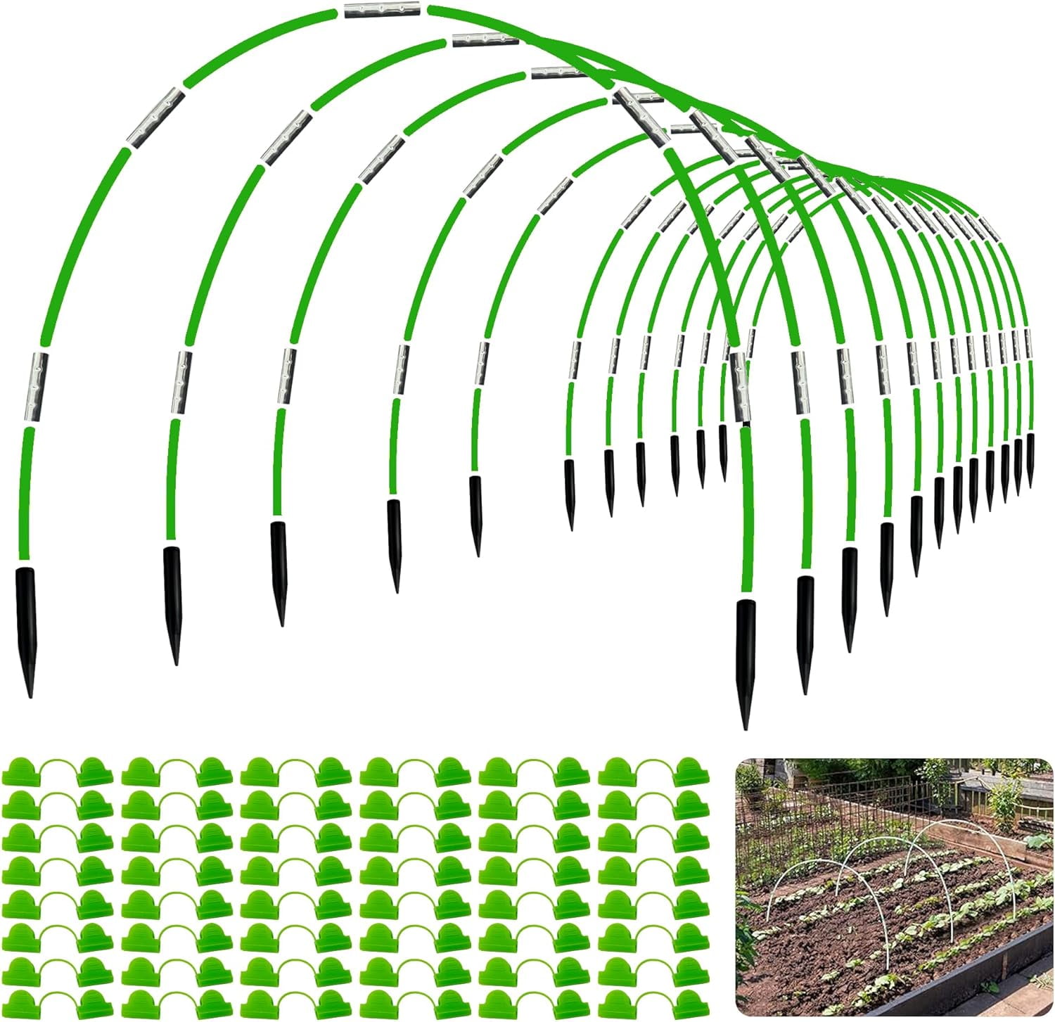 dvbiyno 36 PCS Greenhouse Hoops for DIY Grow Tunnel Set Garden Hoops ...