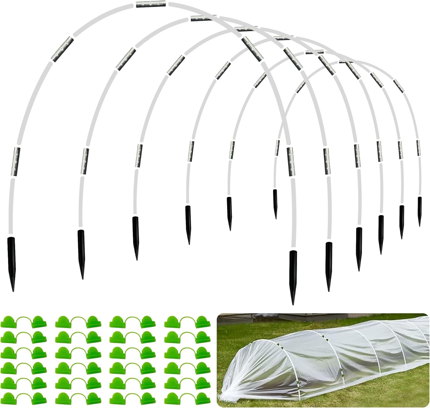 dvbiyno 36 PCS Greenhouse Hoops for DIY Grow Tunnel Set Garden Hoops ...