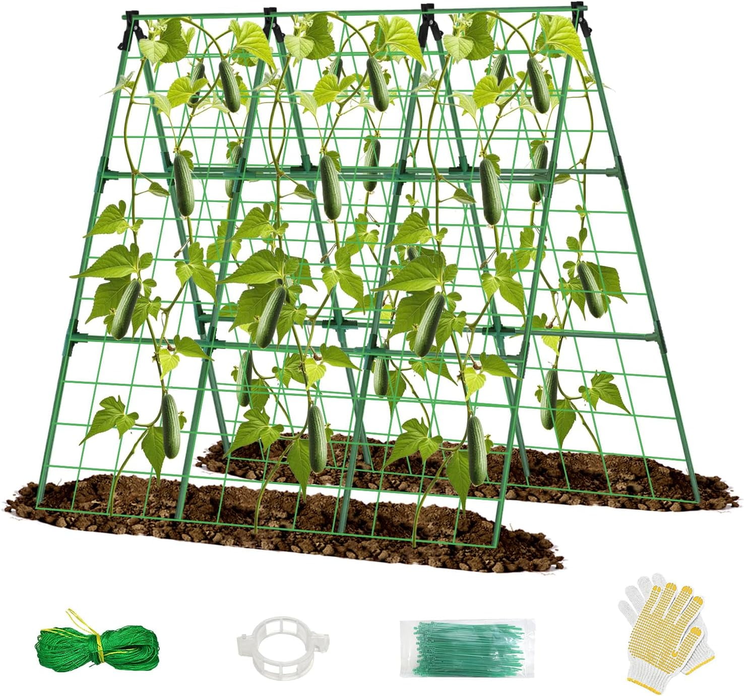 dvbiyno 48"x53" Metal Cucumber Trellis for Raised Beds Plastic Coated ...