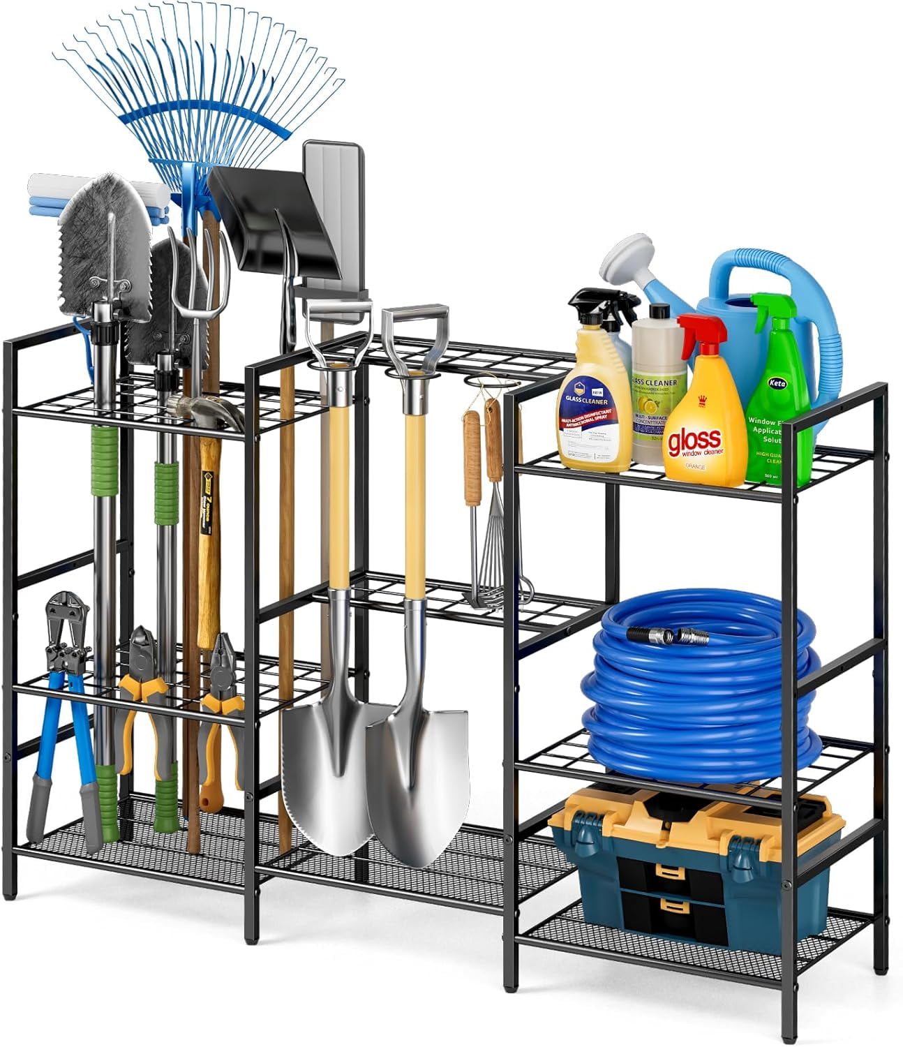 dvbiyno 6-Tier Garden Tool Organizer for Outdoor Storage Tool Rack for ...