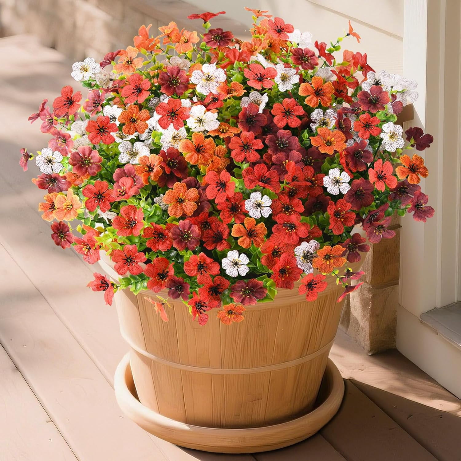 dvbiyno Artificial Fake Flowers Faux Plants for Outdoors 12 Bundles ...