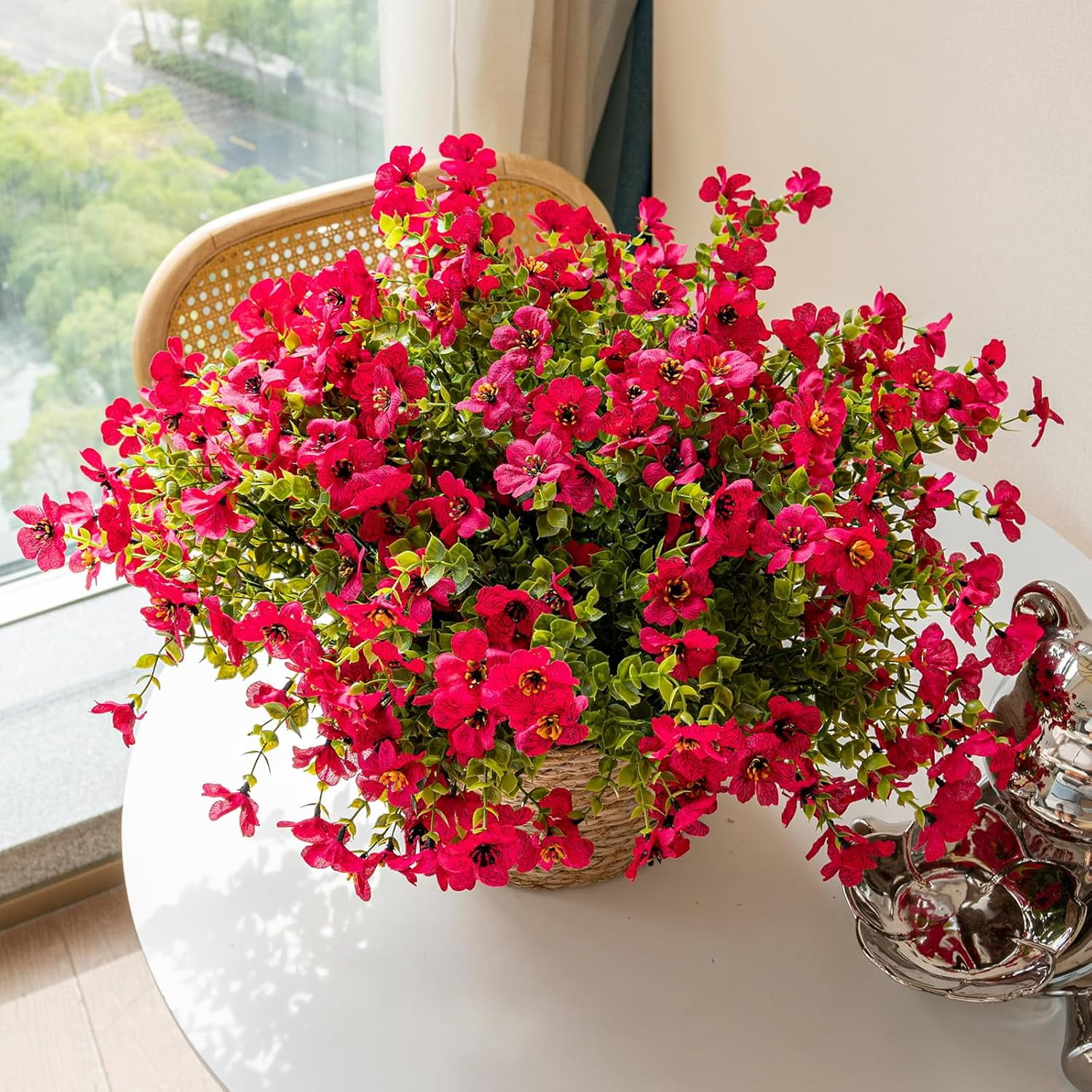 dvbiyno Artificial Flowers Outdoor UV Resistant Realistic Garden ...