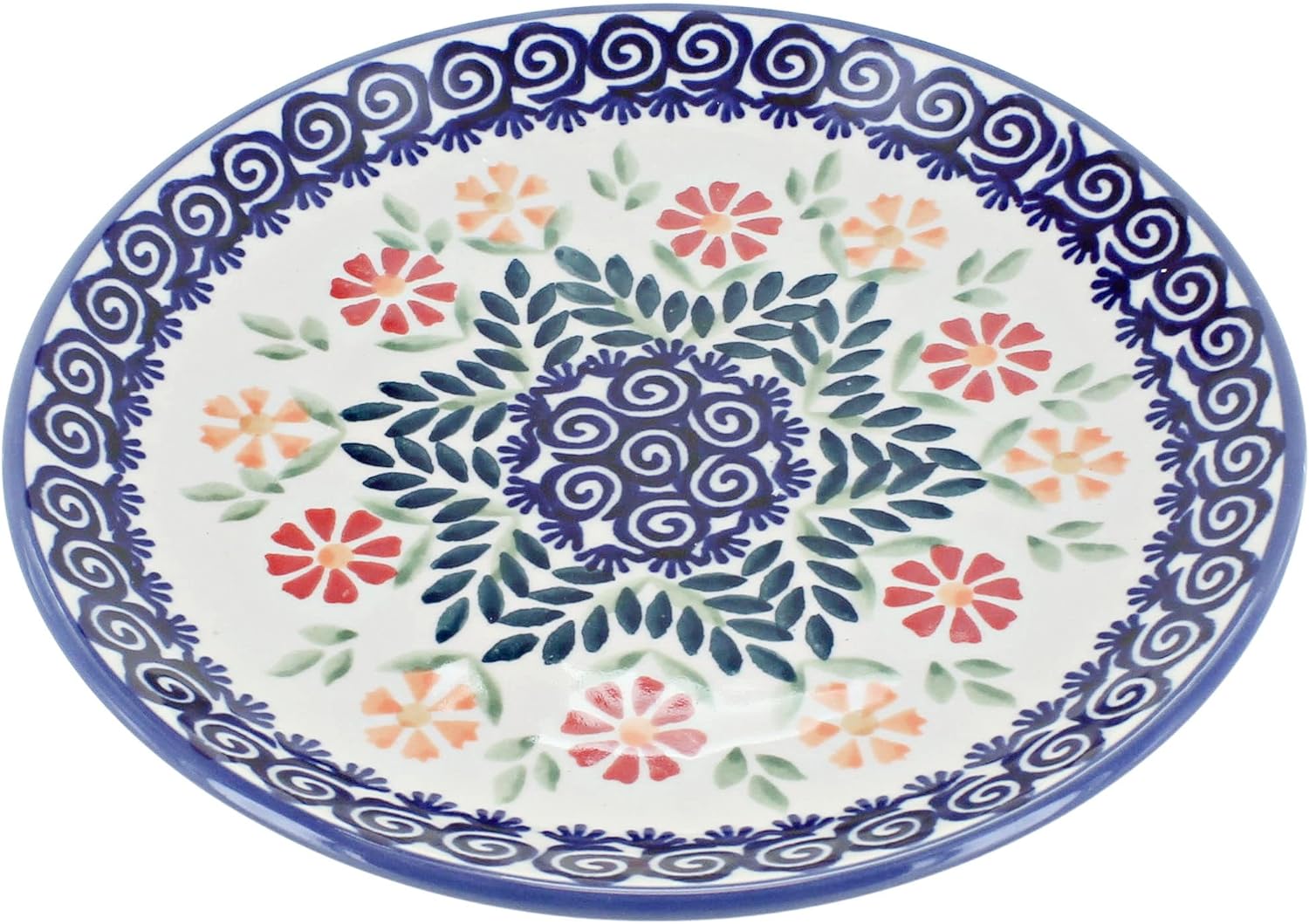 dvbiyno Blue Rose Polish Pottery Garden Bouquet Dessert Plate - Walmart.com