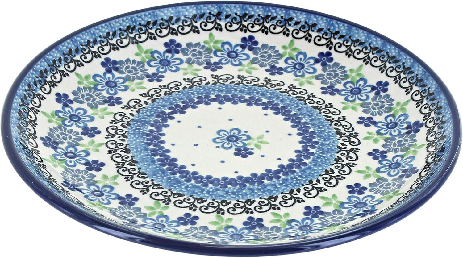 dvbiyno Blue Rose Polish Pottery Herb Garden Dessert Plate - Walmart.com