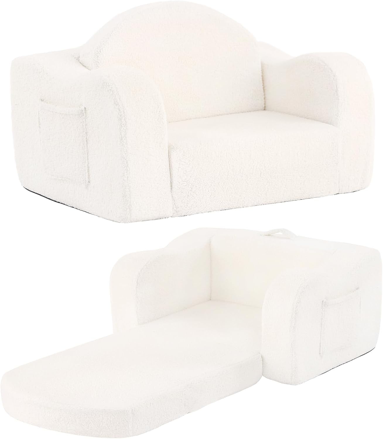 dvbiyno Chair Couch Folding Toddler Comfy Chair 2-in-1 Plush Sofa Fold ...