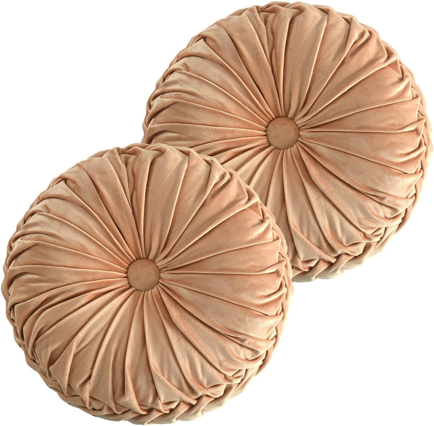 dvbiyno Decorative Round Pleated Throw Pillows Classy Accent Pumpkin ...