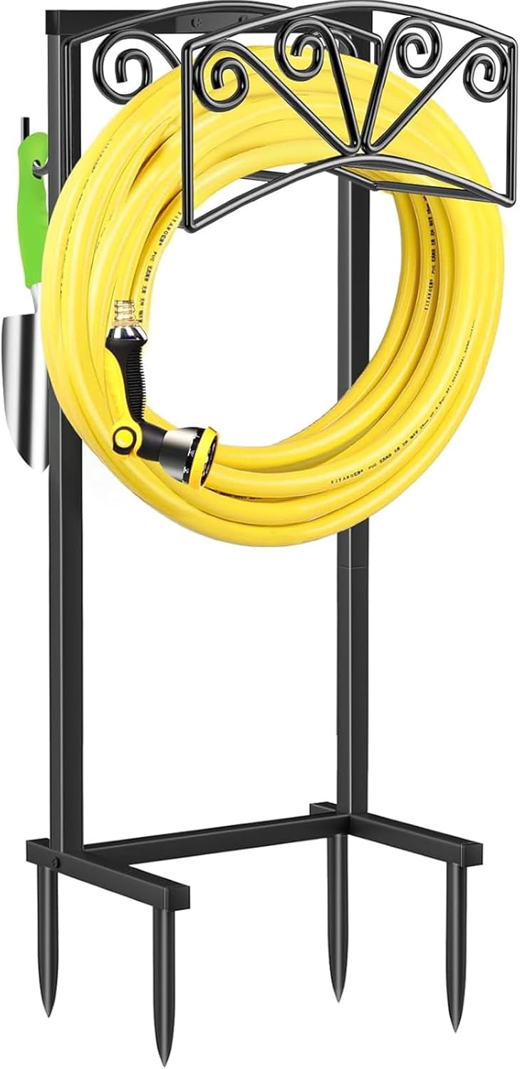 dvbiyno Garden Hose Holder Upgraded Heavy Duty Metal Water Hose Holder ...