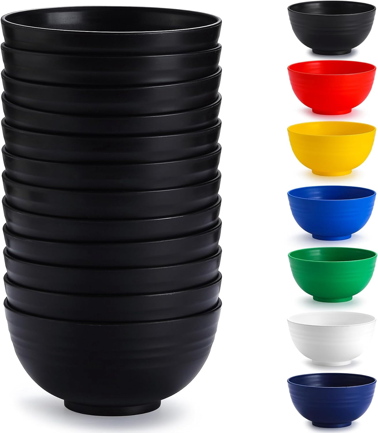 dvbiyno Plastic Bowls Set of 12 Pieces 25oz DE Color Reusable and ...